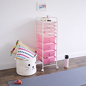 Humble Crew 8 Drawer Rolling Storage Cart with Wheels, Pink