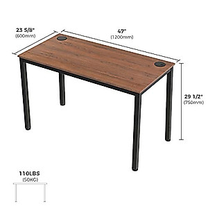 It's_Organized Study Computer Desk 47" Home Office Writing Desk, Modern Simple Style PC Table, Student Study Desk,Easy to Assemble,Black Metal Frame,Oak Black