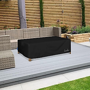 LooDro Rectangular Patio Coffee Table Cover Waterproof, 100% Waterproof Heavy Duty Oxford Cloth (32''Lx25''Dx18''H) Premium Durable Patio Table Cover for All-Season