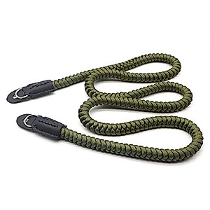 HITHUT Paracord Woven Camera Neck Shoulder Strap Belt Hand Compatible with Canon Nikon Sony Olympus Pentax Fujifilm Panasonic SLR DSLR Digital Mirrorless Cameras 42 inch Green