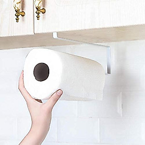 Mihao 2 Packs Kitchen Cabinet Cupboard Under Shelf Storage Paper Towel Roll Holder Dispenser Napkins Rack, White