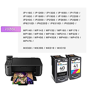 ColoWorld Remanufactured Remanufactured 40 41 Ink Cartridges Replacement for Canon PG-40 CL-41 Combo Pack Fit for Canon PIXMA Pixma MP140 iP2500 MP470 MP150 MP190 MP160 iP2600 iP1800 MP210 Printer