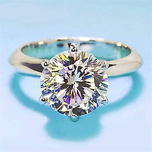 AINUOSHI 1/2/3/4 Carat Moissanite Engagement Rings for Women, 925 Sterling Silver Solitaire Round Cut (10mm) Diamond Wedding Band D-E Color Grade Gift for Wedding Anniversary