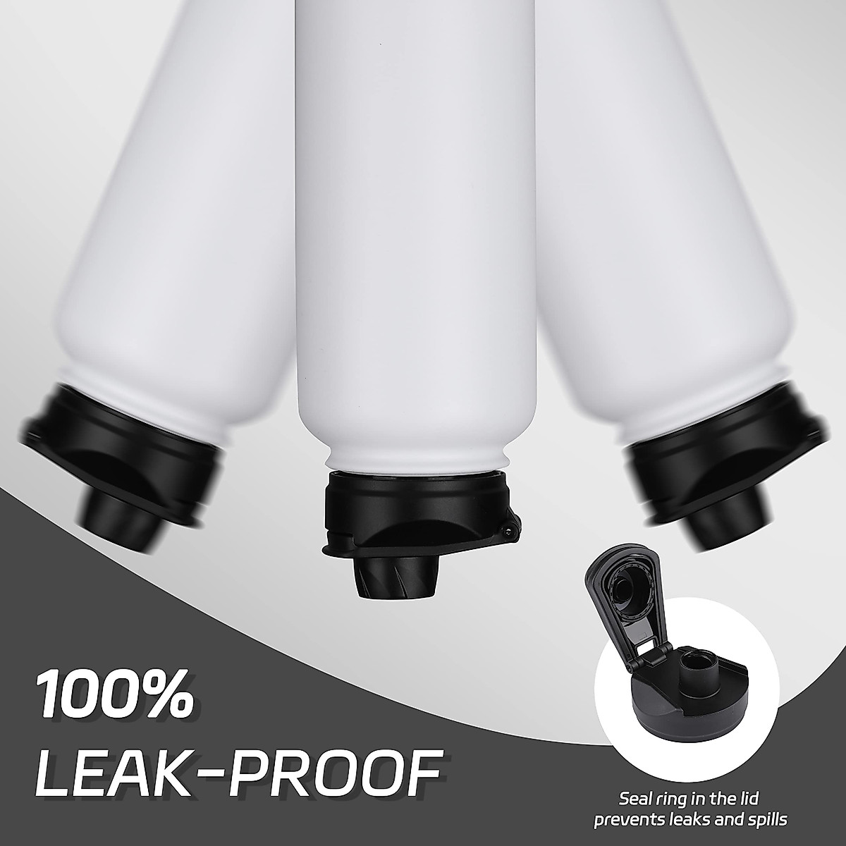 HASLE OUTFITTERS 40oz Stainless Steel Water Bottle, Vacuum Insulated Double Walled Leak Proof Sports Water Bottle with 2 Lids (Straw and Spout Lid) Thermo Mug Keep Cold and Hot(White,4)