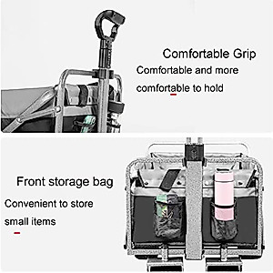 Outdoor Collapsible Wagon Portable Beach Cart,Adjustable Rolling Carts with Big Wheels/Two Chairs/Desktop,for Beach, Shopping (Black) (White)