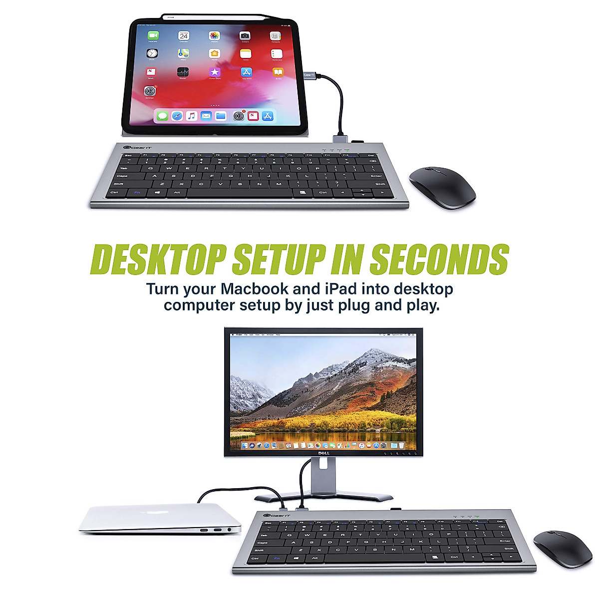 GearIT Keyboard 11-in-1 Hub Docking Station USB-C PD 100W | USB-C 3.1 | x3 USB-A 3.1 | HDMI 4K | SD and MicroSD 3.0 | VGA | RJ45 Ethernet | 3.5mm Audio