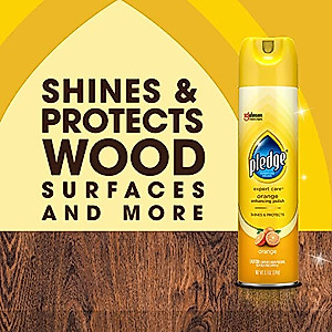 Pledge Expert Care Wood Polish Spray, Shines and Protects, Removes Fingerprints, Orange, 9.7 oz (Pack of 1)