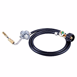 JEASOM 5FT Propane Adapter Hose with Propane Tank Level Gauge and Regulator Fit for Blackstone 17 Inch and 22 Inch Tabletop Griddle-CSA Certification