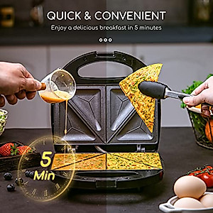 Aigostar 2in1 Sandwich Maker Panini Press Grill with Nonstick Plates, Double-Sided Heating Electric Sandwich Press Grill, Breakfast Sandwich Toaster Grilled Cheese Maker Snacks with Easy Cut Edges