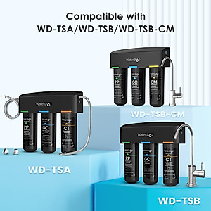 Waterdrop TSA 3-Stage Replacement Water Filter, Replacement for Waterdrop TSA & TSB & TSB-CM 3-stage Under Sink Water Filtration System, 2PP+GC