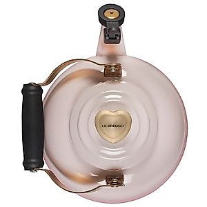 Le Creuset Enamel On Steel Whistling Tea Kettle w/Figural Heart Knob, Shell Pink