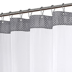 GAOMON Shower Curtains for Bathroom Hookless Shower Curtain with Snap in Liner Grey/White Shower Curtain Grommet Waterproof Fabric See Through Top Washable Shower Curtain Liner 72''Wx78''L