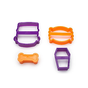 Fox Run Nesting Halloween Cookie Cutters, Set of 4, Frankenstein, Spider, Coffin, and Bone