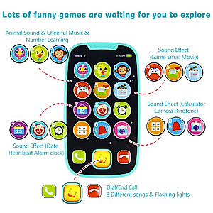 Woby Baby Cell Phone Toys for 1 Year Old Gifts,First Learning Baby Toy for 12-18 Months,Educational Preschool Pretend Play Set with Flashing Lights and Sounds