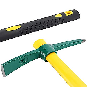 ZOENHOU 17.7 Inch Pick Mattock Hoe, Forged Garden Pick, Weeding Mattock Hoe Agriculture Hand Tools with Heavy-Duty Fiberglass Handle for Weeding Cultivating Camping or Prospecting