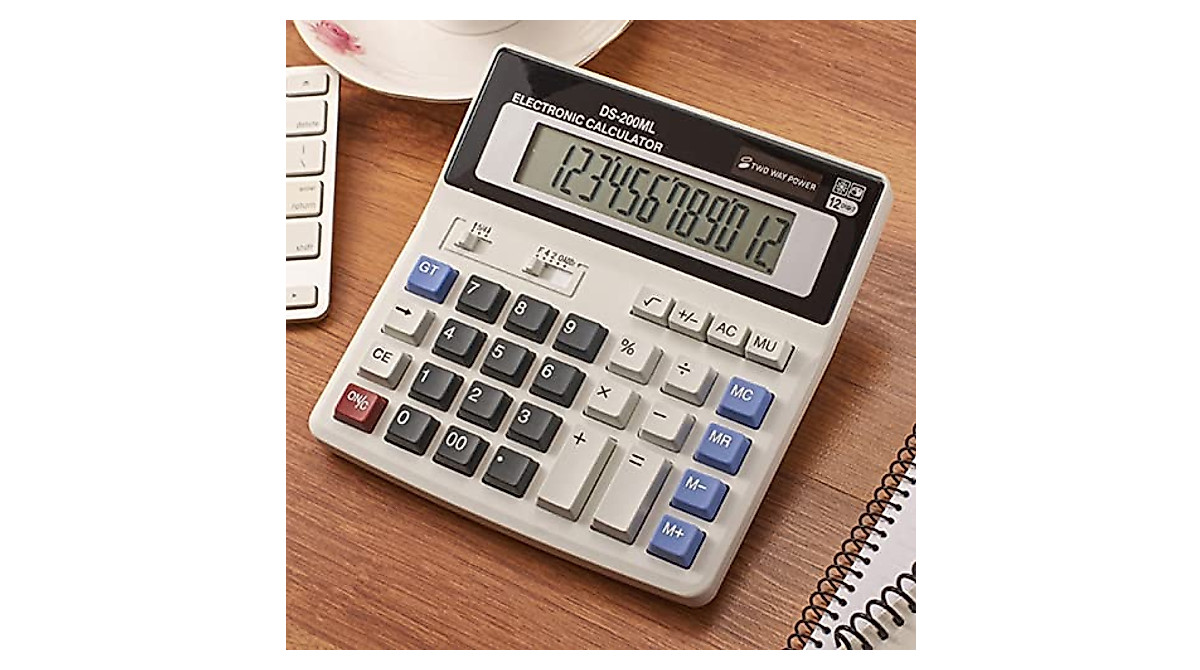 Simple 12-Digit Desk Calculator | Large Display, Big Buttons