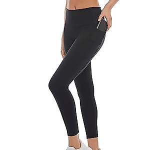 Danskin Women's Double Brushed 7/8 Leggings, Black Salt, Large