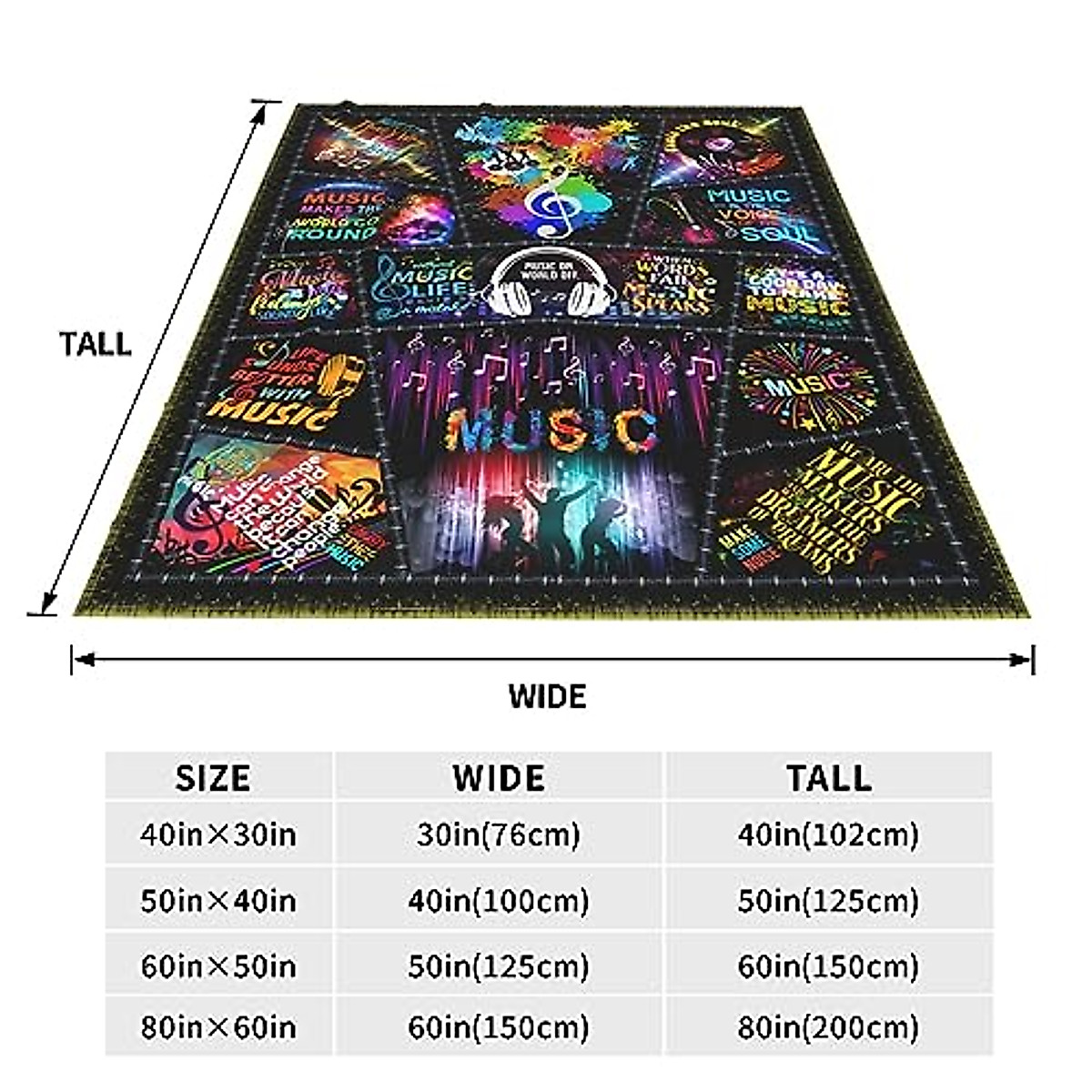 Music Gifts Blanket, Music Note Blanket, Gifts for Music Lover Music Decor Blankets, Soft Flannel Music Blanket for Couch Bed, Music Gifts for Men Women 60"X 50"