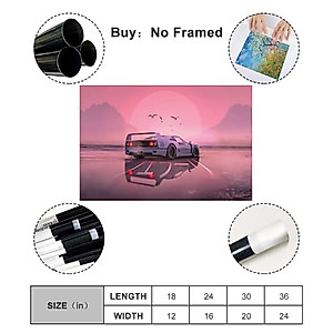 klloq Ferrari F40 Super Sports Car Poster 17 Canvas Poster Wall Art Decor Print Picture Paintings for Living Room Bedroom Decoration Unframe 12x18inch(30x45cm)