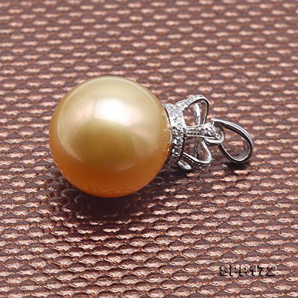 JYX Pearl 14K Gold Pendant AAA Quality Genuine Crown-style 11.5mm Golden South Sea Cultured Pearl Pendant Necklace for Women