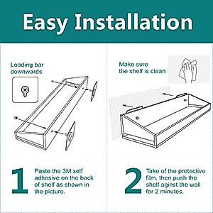 Vdomus Acrylic Bathroom Shelves, Acrylic Shelf Transparent Wall Mounted, No Drilling Extra Thick Acrylic Shower Shelf, Clear Storage Display Shelving, 2 Pack