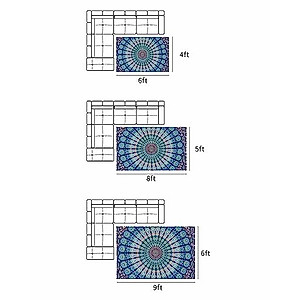 Outdoor Rugs Mandala Flower Reversible Mats Non Slip Carpet Indoor Outdoor Area Rug with Rubber Floral Pattern Non-Slip Outdoor Carpet Camping RV Rug/Deck Rug/Porch Rug 6x9 ft