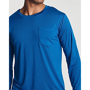 4 Pack:Men’s Long Sleeve Pocket T-Shirt Workout Quick Dry Crew UPF Sun Fishing Dri Fit Gym Tee Athletic Active Performance Casual Wicking Exercise Running Cool Sport Training Undershirt Top Set 1, XL