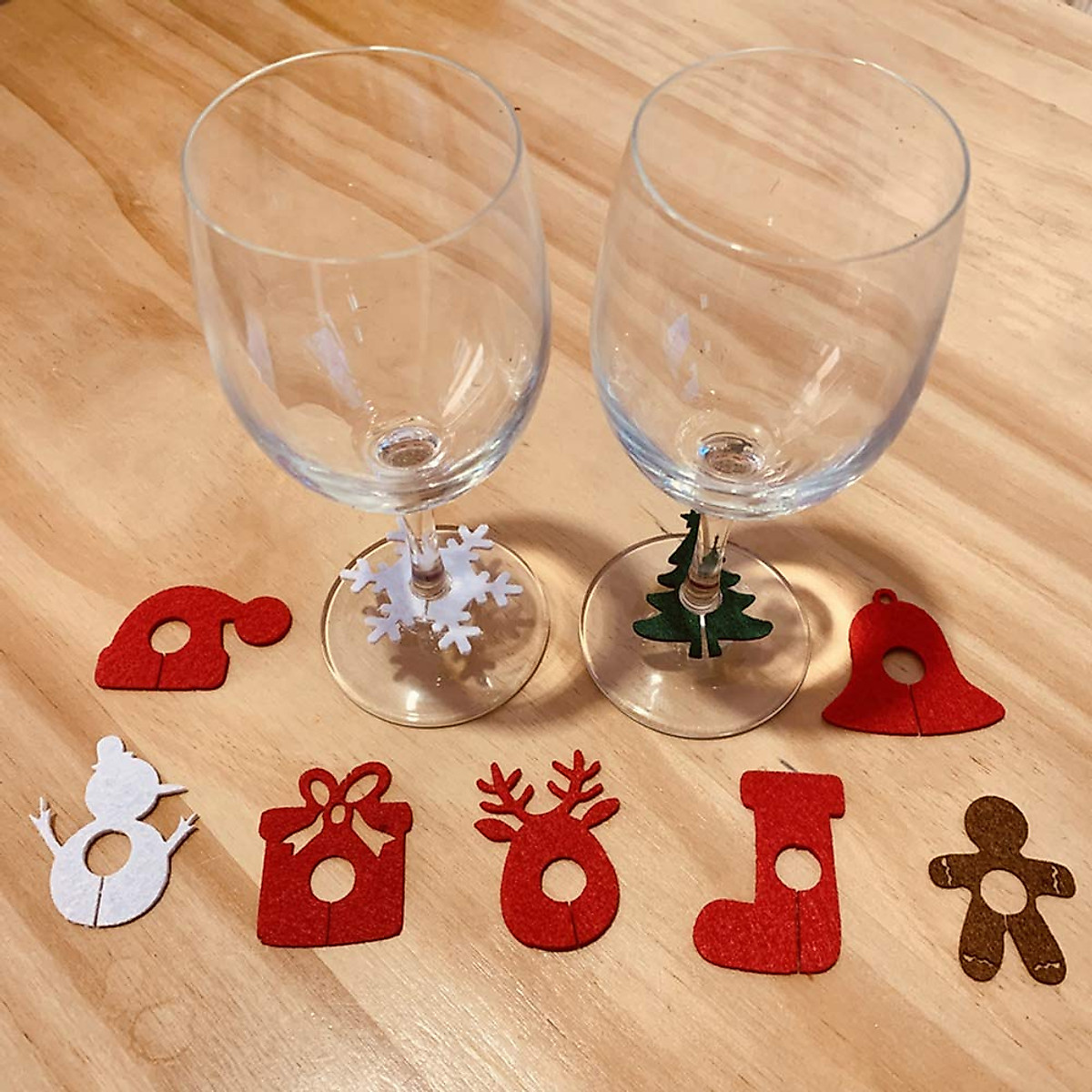 Amosfun 9pcs A Set Christmas Wine Glass Marker Creative Design Drinking Cup Identifier Party Cup Sign Festival Decors Christmas Supplies