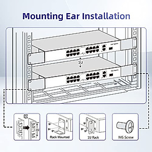 PhyinLan Rack Mount Kit 19 Inch Large Compatibility Rack Ears for 17.3" Wide Cisco, D-Link, Dell PowerConnect, HP V1910, Linksys, and NETGEAR Switches