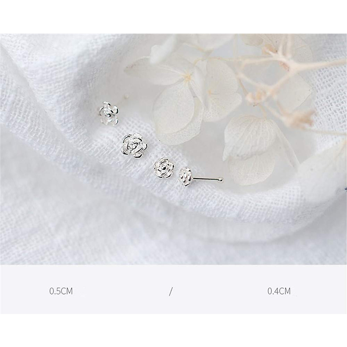 Unique Nose Rings Studs 22 Gauge Body Piercing Jewelry for Women Girls S925 Sterling Silver Tiny Rose Flower Ball Bead Labret Screw Nose Stud Post Pin Hypoallgenic Personalized Jewelry (5mm pair)
