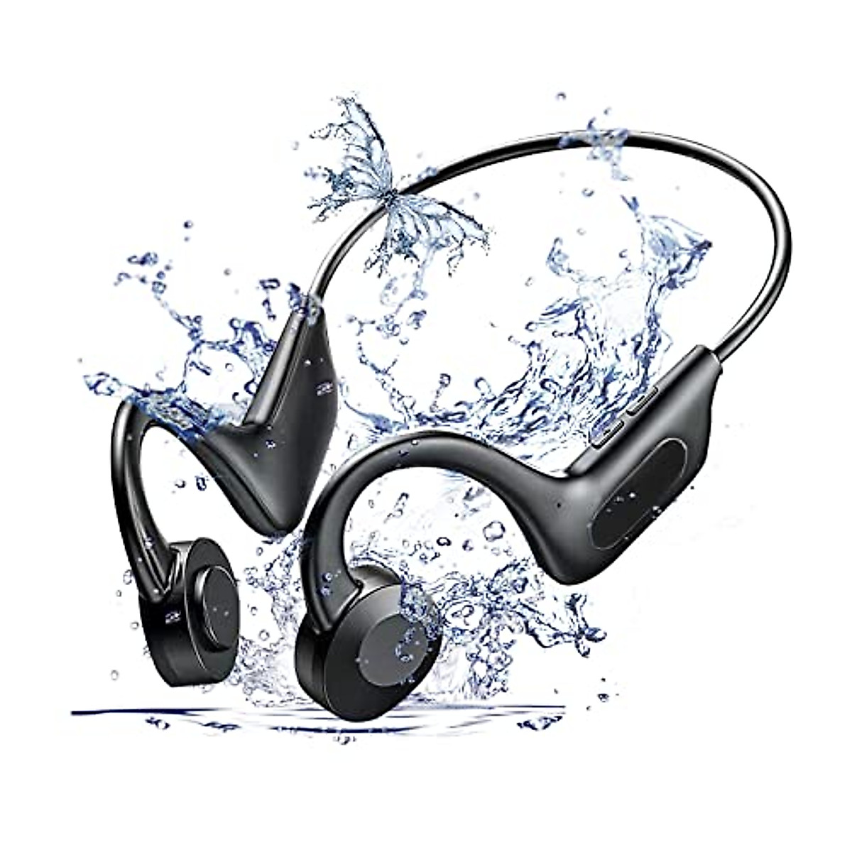 Gorbiller Bone Conduction Headphones,Open Ear Bluetooth Wireless Headphones with Microphone,Noise Canceling Sweatproof Ultralight Workout Headphones for Running,Working,Cycling,Driving,Gym (Black)