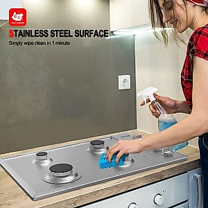 30 Inch Gas Cooktop, GASLAND Chef 4 Italy Sabaf Sealed Burner Gas Stovetop, Drop in Gas Range Cooktop, 28,300 BTU NG/LPG Convertible, 3.9 ft Cord Plug, Cast Iron Grates with Metal Knobs