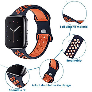 NOY Sport Bands Compatible with Apple Watch Bands 42mm 44mm 45mm 49mm, Breathable Soft Silicone Sport Women Men Replacement Strap Compatible for iWatch Series 8/7/6/5/4/3/2/1/SE/Ultra, Blue Orange