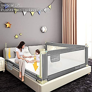 Mingfuxin Bed Rails for Toddlers,Upgraded Baby Safety Bed Rail Guard Vertical Lifting Bed Guardrail Extra Long Folding Rails with Dual Lock for Full-Size Queen & King Mattress(78" for one Side)