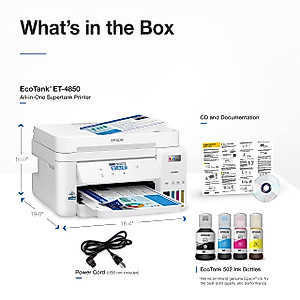 Epson EcoTank ET-4850 Wireless All-in-One Cartridge-Free Supertank Printer with Scanner, Copier, Fax, ADF and Ethernet (Renewed/Refurbished)