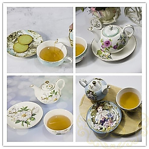 7 Colors Ceramic Tea Kettle Large Floral Colorful Teapot with Handle, Retro Hot Water Cluttered Kettles, No Whistling (Deer)