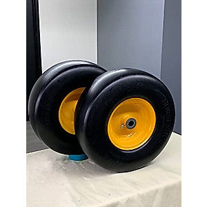 HORSESHOE New Commercial Solid 13x5.00-6 Flat Free Smooth Tire on Steel Wheel for Riding Lawn Mower (Deck 36"-68") Garden Tractor - Center hub 3.25"-5.9" - Bore ID 5/8" 135006 (2)