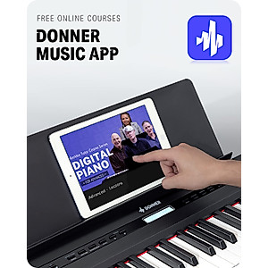Donner DEP-20 Beginner Digital Piano 88 Key Full Size Weighted Keyboard, Portable Electric Piano with Sustain Pedal, Power Supply