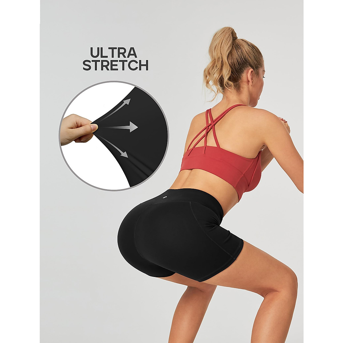 Heathyoga Biker Shorts Women Tummy Control 5" Workout Shorts Women with Pockets High Waisted Spandex Shorts for Gym Yoga