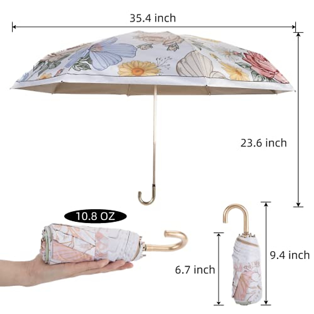 ESUFEIR Sun Umbrella UV Protection-Small Travel Umbrella Compact for Sun and Rain Windproof-Lightweight Portable Parasol UV Umbrella UV Blocker for Women Girls Kids (Orchid)