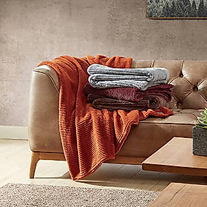 Eddie Bauer- Throw Blanket, Ultra Soft Plush Home Décor, All Season Bedding (Textured Solid Orange, 50 x 60)