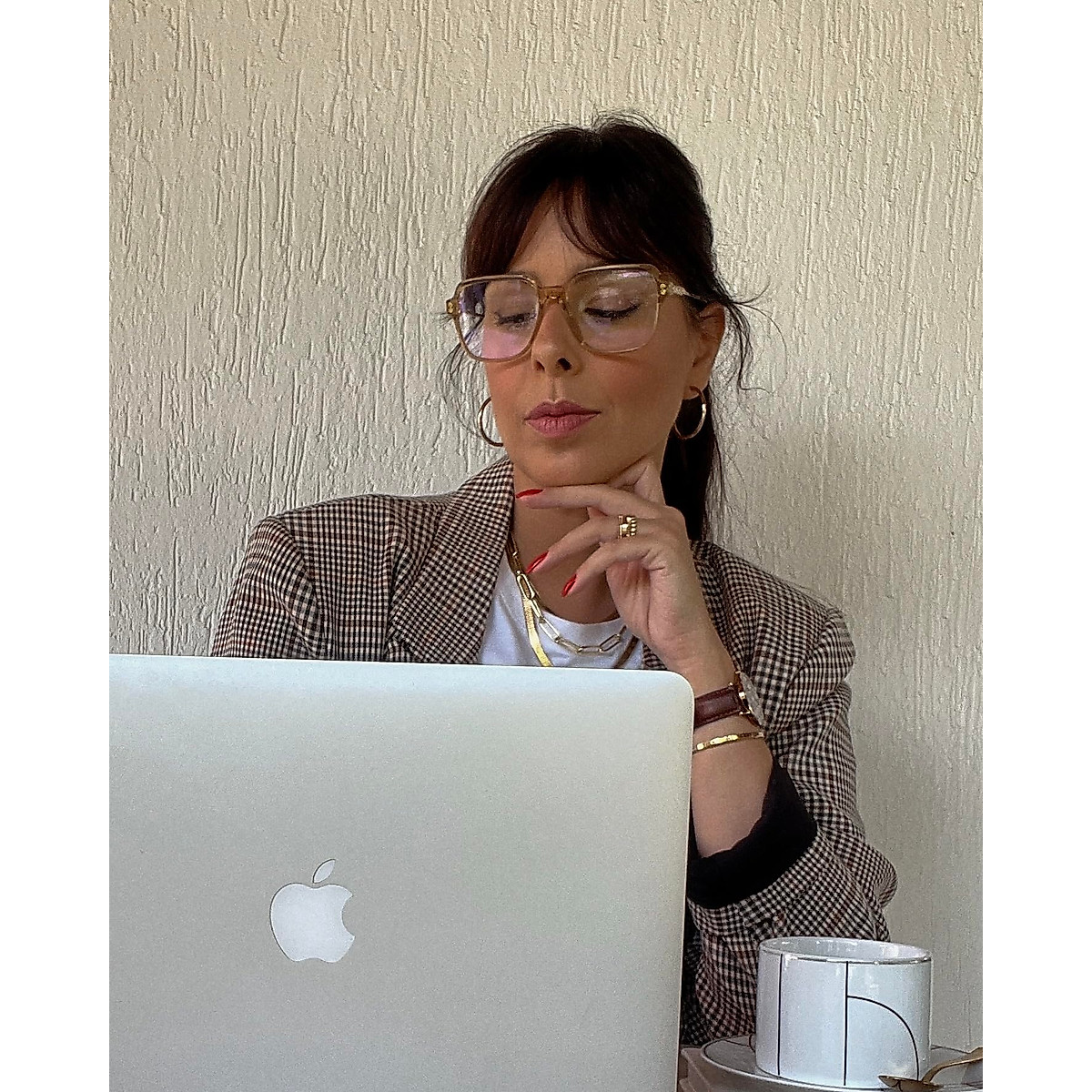 VISOONE Oversized Blue Light Blocking Glasses with Chic Square TR90 Frame and Metal Temple for Women Men REMY