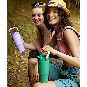 Greylock 30 oz Tumbler with Handle, Vacuum Insulated Tumblers with Flip Straw and Top Handle, Reusable Tumbler with Lid and Straw for Home, Office or Car, Leak-Proof Travel Mug, Keep Cold for 24 Hrs