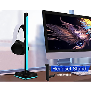 TRELC Desktop Atmosphere Sound Pickup Rhythm Light, Gaming Headphone Stand with LED Light, Headset Holder Hanger Rack Backlight for Gamers Table Game Earphone PC PS5 Accessories（2 Packs）