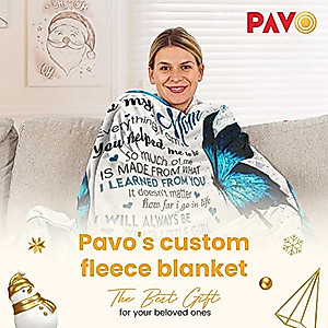 Pavo Mom Gifts Set Blanket and Tumbler for Mom from Daughter, Blue Butterfly 50" x 60" Fleece Blanket and 20Oz Stainless Steel Tumbler Bundle