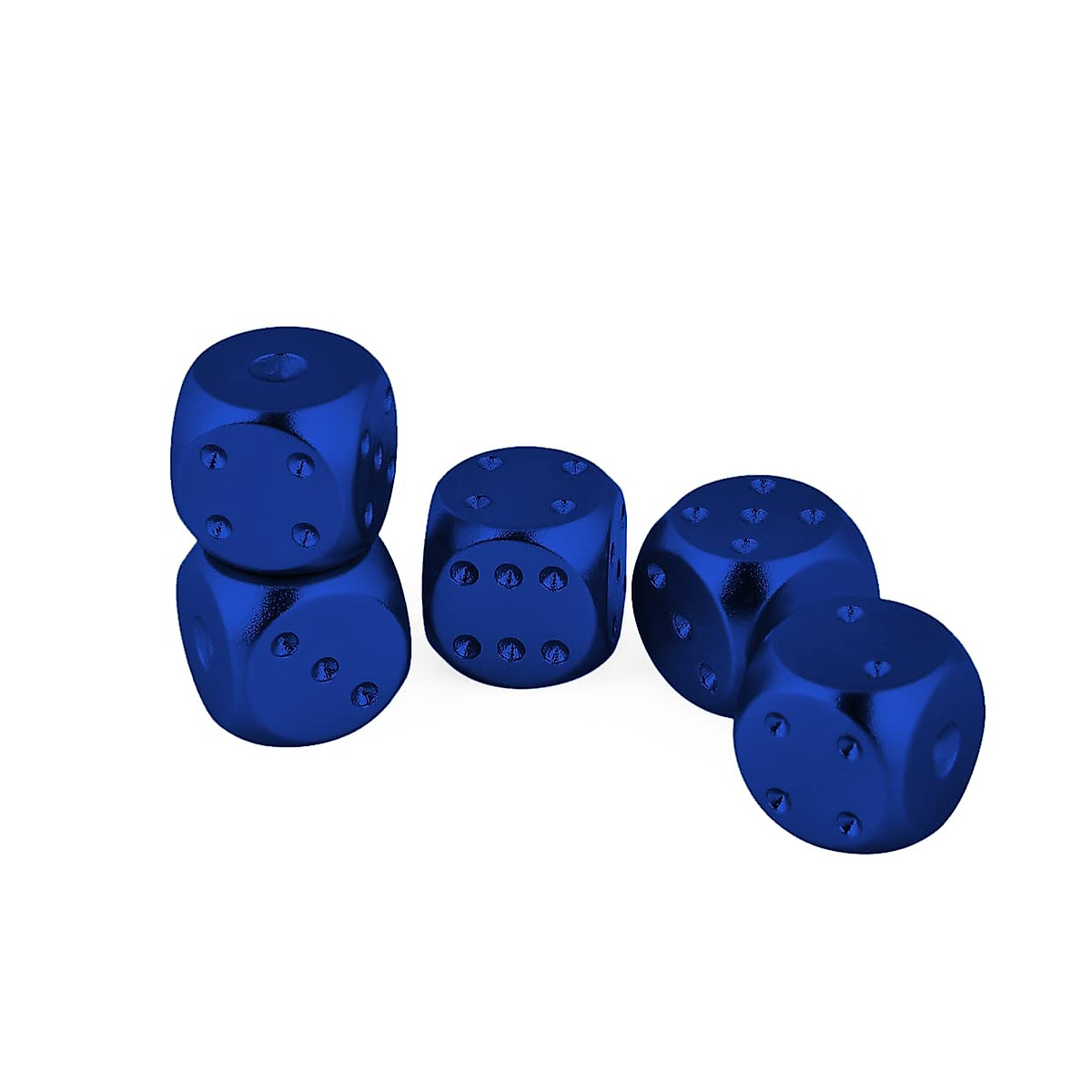 DS.DISTINCTIVE STYLE Aluminum Alloy Dice 5 Pieces 16mm Portable Metal Dices with Case 6 Sided Dice for Party Game (Blue Square)