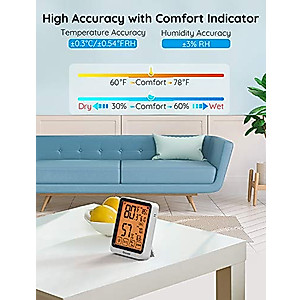 Govee Bluetooth Thermometer Hygrometer with 4.5 Inch Large Backlight LCD Touchscreen, Digital Temperature Humidity Monitor with App Alerts, 2 Years Data Record & Export, for Nursery Room Greenhouse