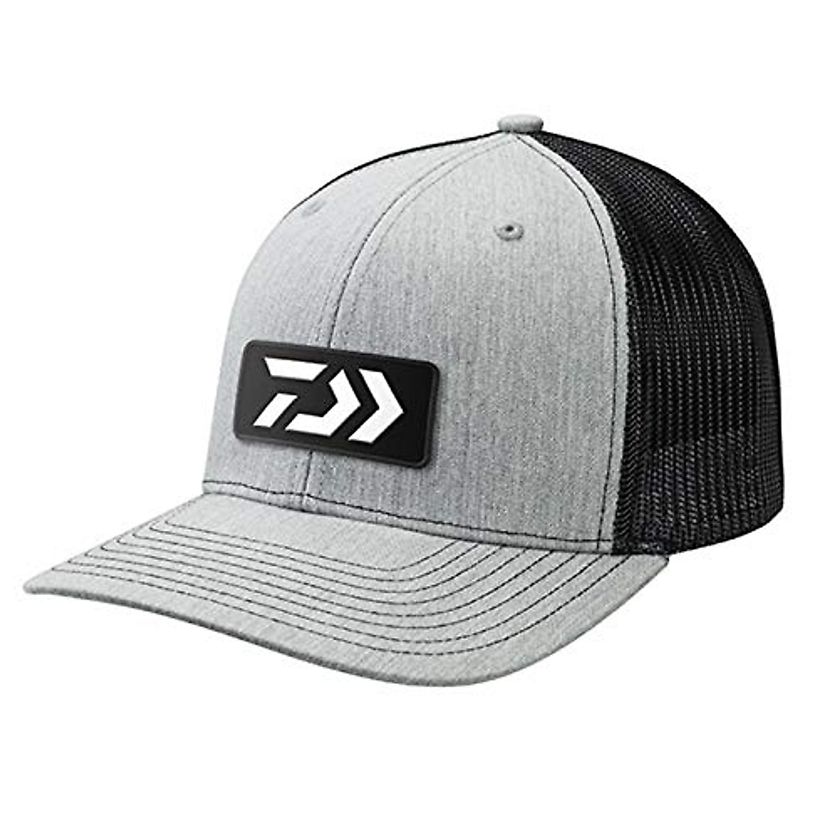 Fishing Cap Trucker Grey Black Rubber Patch Logo