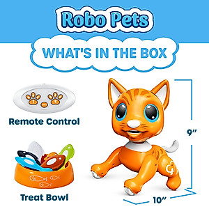 Power Your Fun Robo Pets Cat for Girls and Boys - Remote Control Robot Toy Interactive Hand Motion Gestures, Robot Toys Smart STEM Toy Programmable Treats Walking Dancing Robot Pet for Kids Robot Cat