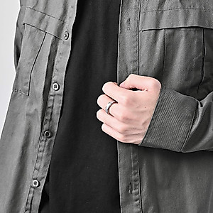 WLPCIV Anxiety Ring for Women Men Stainless Steel Spinner Ring Fidget Band Rings Sand Blast Glitter Finish Rings for Stress Relieving Wedding Promise Ring, Silver Size 7